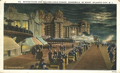 Winter Scene & Rolling Chair Parade at Night Atlantic City New Jersey ...
