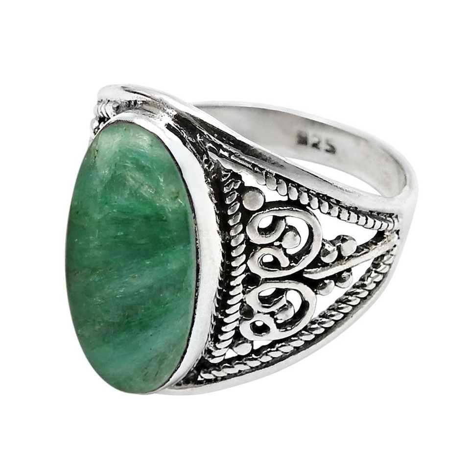 Oval Emerald Gemstone 925 Solid Silver New Cocktail Statement Bezel ...