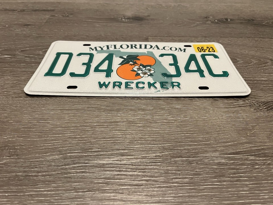FLORIDA WRECKER 23 LICENSE PLATE #D3434C – Expired & Collectible Tag ...