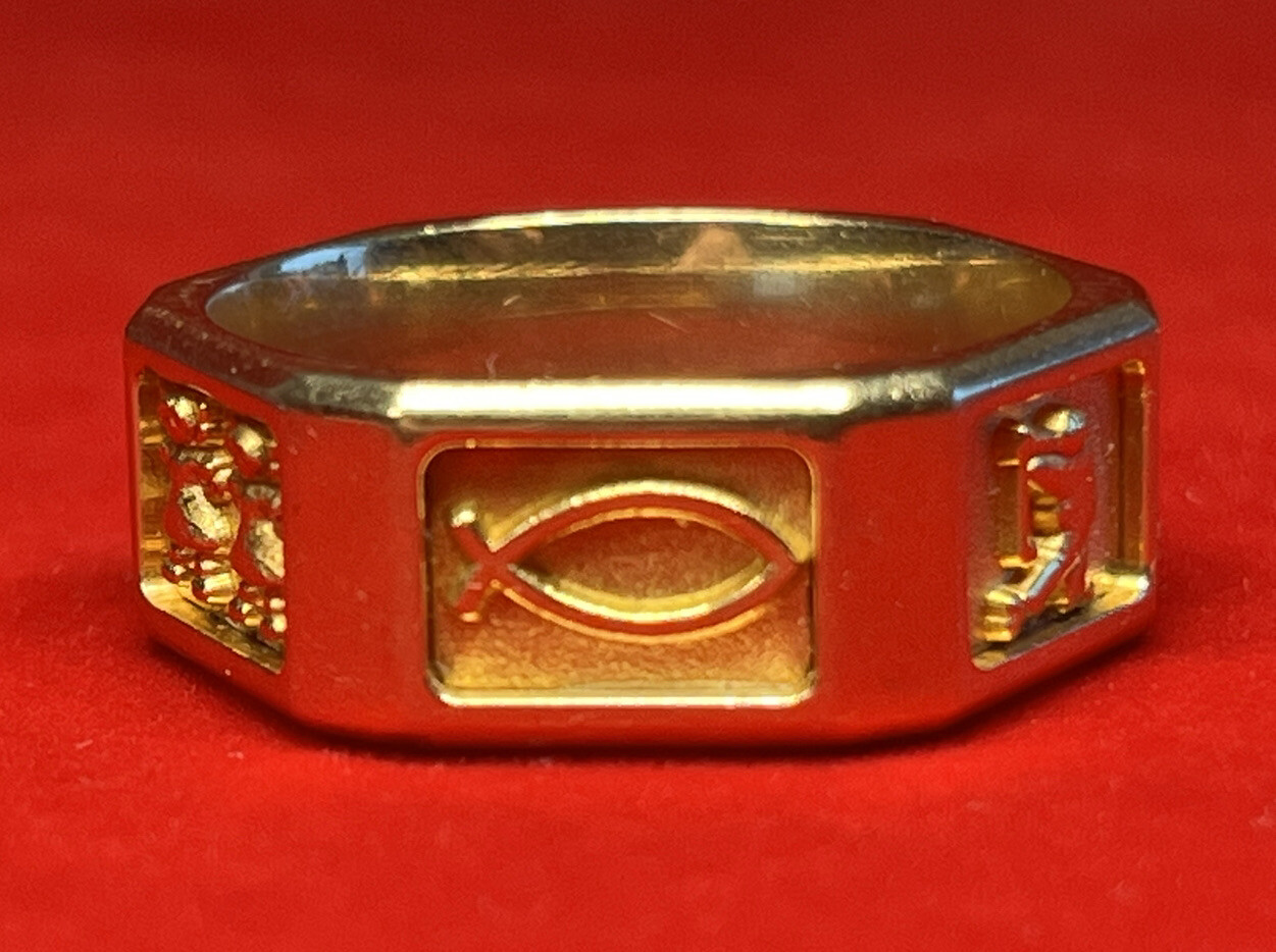 Fine 14K Yellow Gold Six Symbols Ring Size 11 - Gem