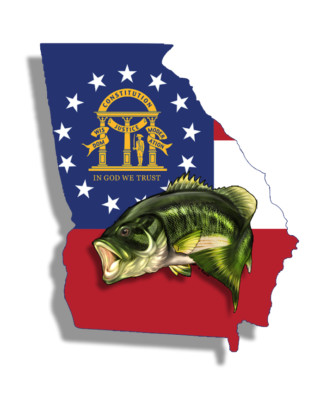 Georgia Bass Fish Flag Sticker GA Fishing Boat Cup Car Truck Window ...