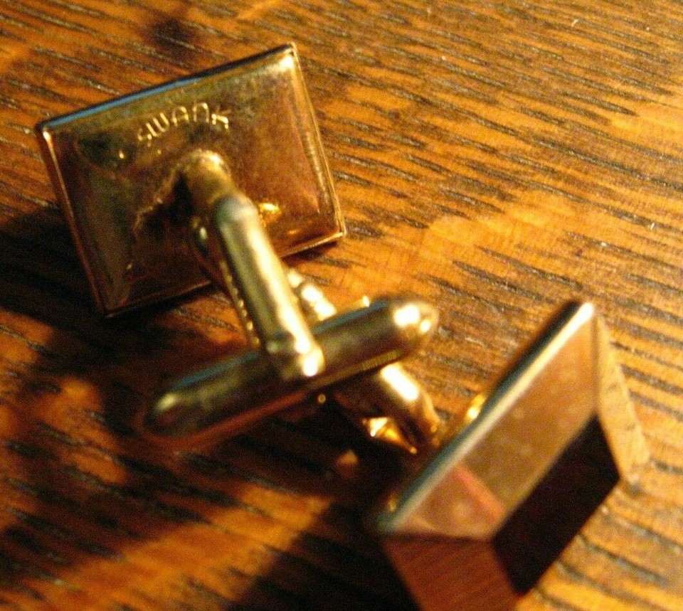 Swank Gold Ruby Mid Century Cufflinks - Vintage Raised Rectangle Mod ...