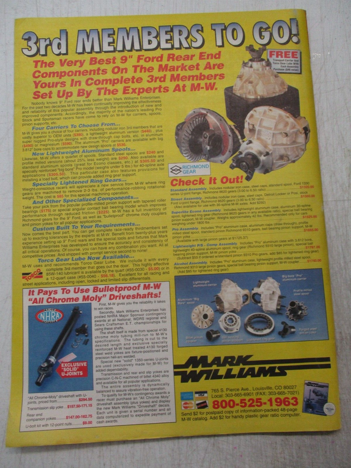 NATIONAL DRAGSTER MAGAZINE MARCH 31, 1995 BOBBY TAYLOR GARY TURNER ...