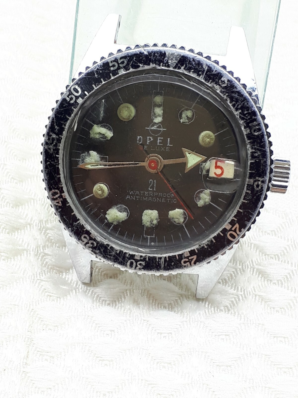 VINTAGE OPEL DE LUXE DATE SWISS MADE WRIST WATCH MEN’S ROTATE BEZEL ...
