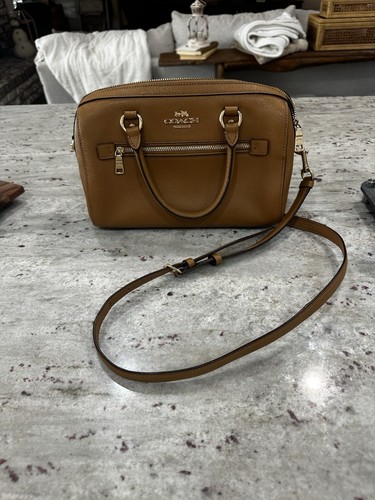 Coach Pebbled Leather Satchel Purse Tan Gold Hardware Top Zip | eBay