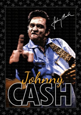 JOHNNY CASH MIDDLE FINGER FLIPPING THE BIRD 8.5X11 SIGNED PHOTO POSTER ...