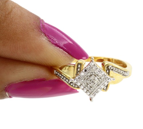 Cluster Weddg Band Ring Round Real Diamond Accent 14k Yellow Gold ...