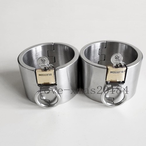Stainless Steel Handcuffs Restraints Anklet Shackle Leg Cuffs Slaves ...