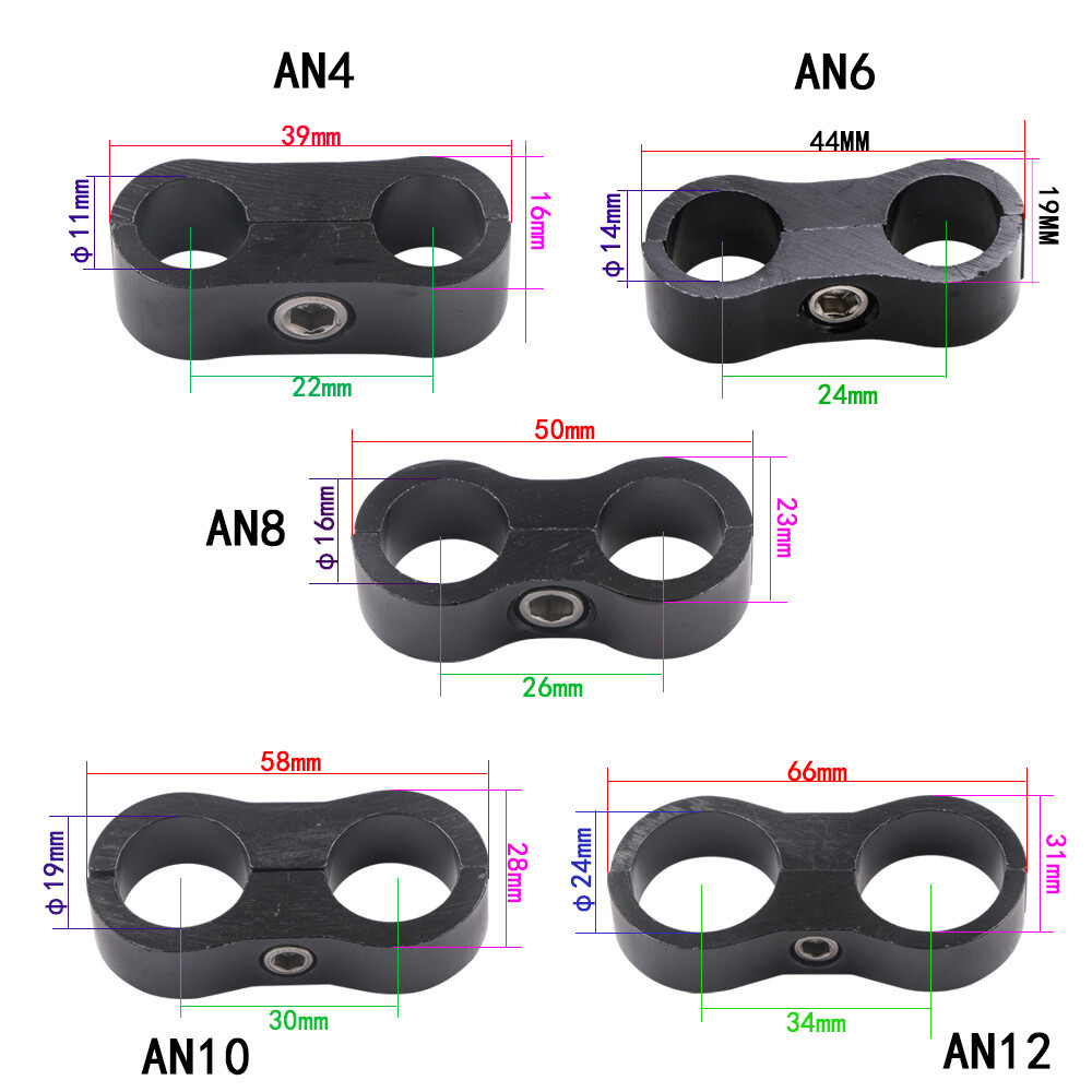 Hose Separator Clamp Fitting Connector 6AN 8AN 10AN 12AN Oil Fuel Hose ...