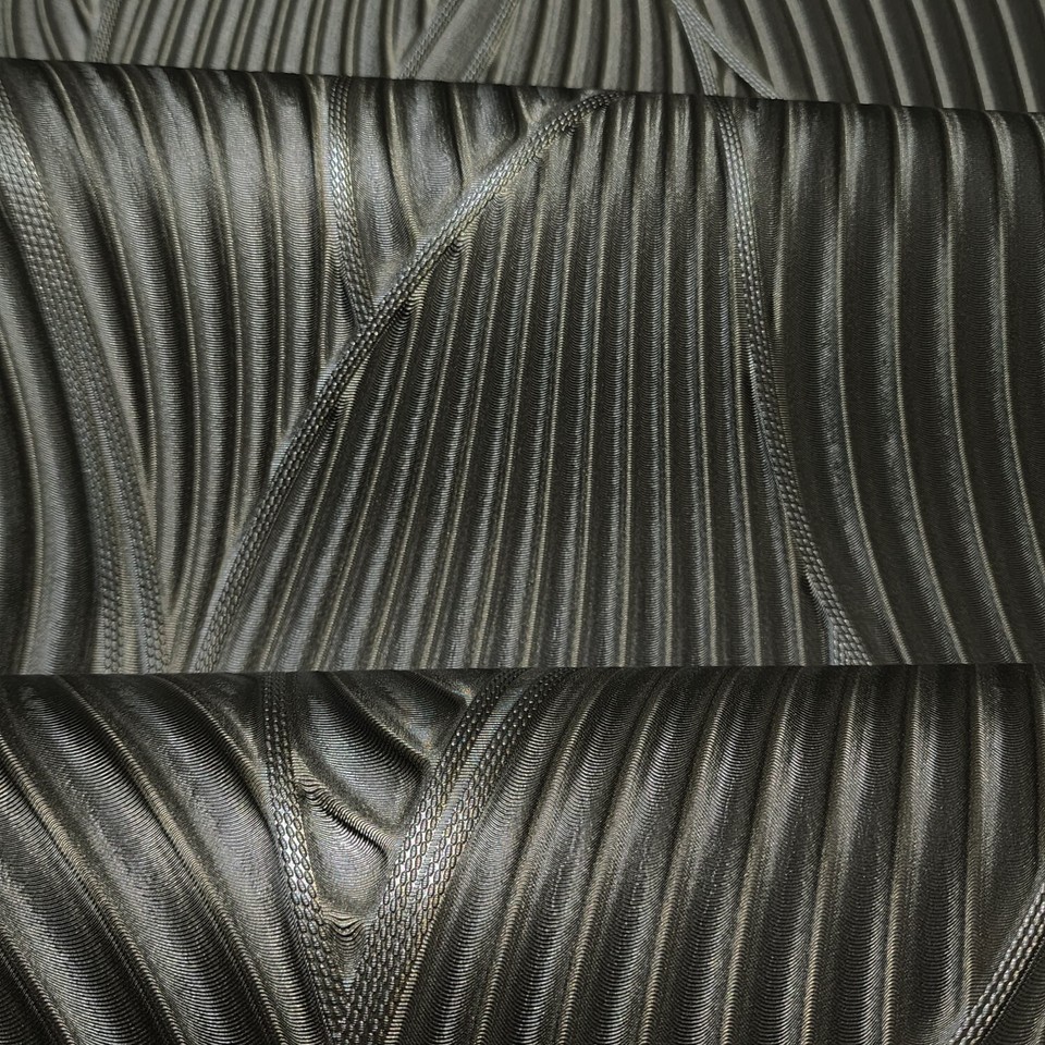 Embossed bronze metallic faux fabric wave lines textured contemporary ...