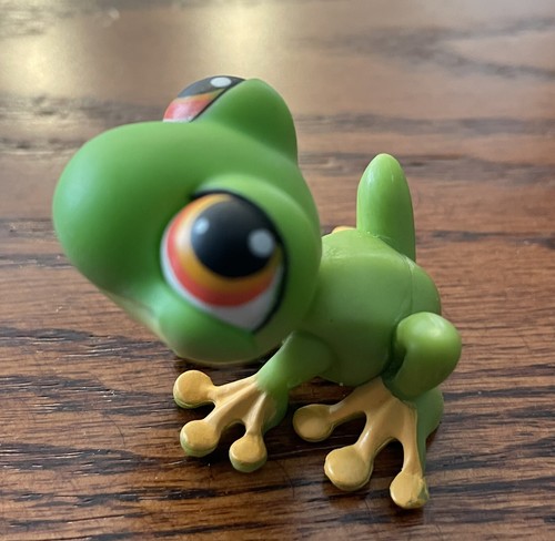LPS Littlest Pet Shop Frog Green Body/Orange Eyes #407 Pink Magnet | eBay