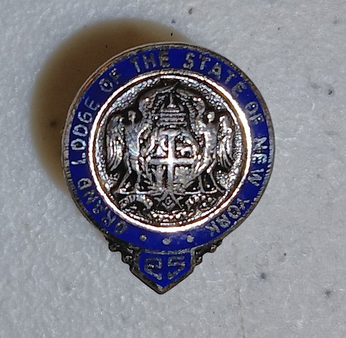 Masonic Sterling Silver 25 Year Membership Lapel Pin Grand Lodge New ...