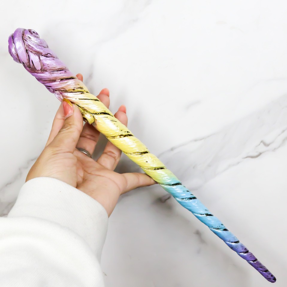 Wizards Fantasy Cosplay Rainbow Unicorn Horn Magic Wand Staff Prop ...