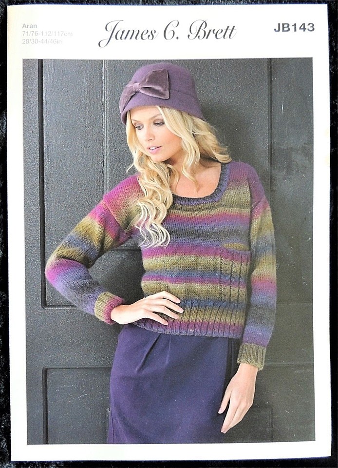 Aran Yarn Sweater Pattern James C. Brett Leaflet #JB143 c2012 Knit ...