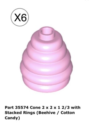 Lego 6 bright pink Cone 2x2x1 2/3 with Stacked Rings Beehive,Cotton ...
