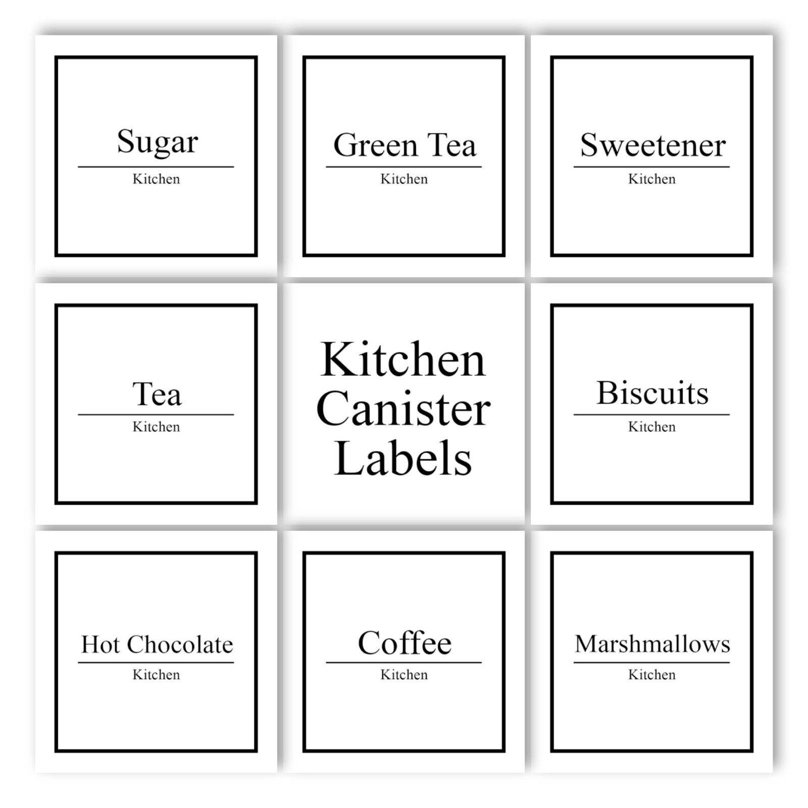 Kitchen Canister labels/ Kitchen canister stickers Tea, Coffee, Sugars ...