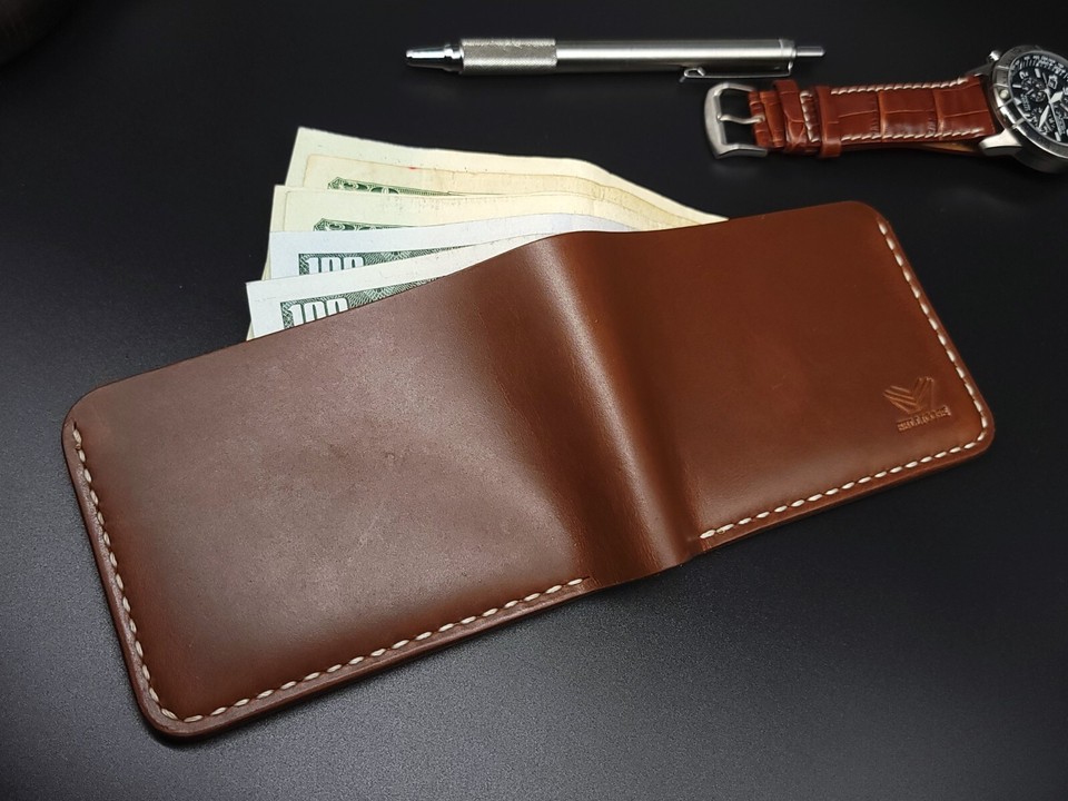 Premium Handmade Leather Bifold Wallet Full Grain Leather Perfect Gift ...