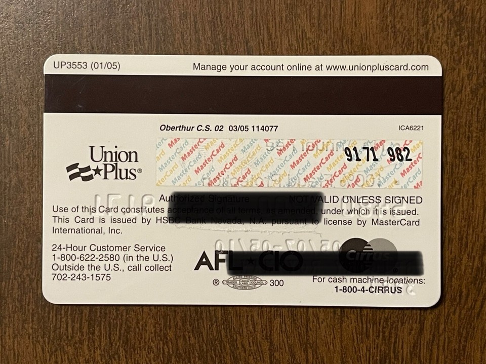 SEIU MASTERCARD CREDIT CARD w/sticker EXP 2010 SERVICE EMPLOYEES INT’L ...