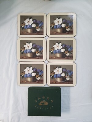 JASON 6 Coasters Set Magnolias and Hydrangeas Flowers Garden D2340 | eBay