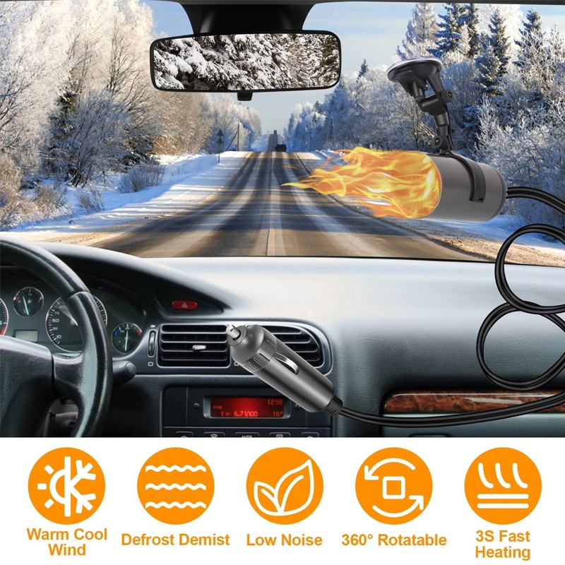 Electric Car Heated Hot Air Portable Defogger Defroster with Windshield ...