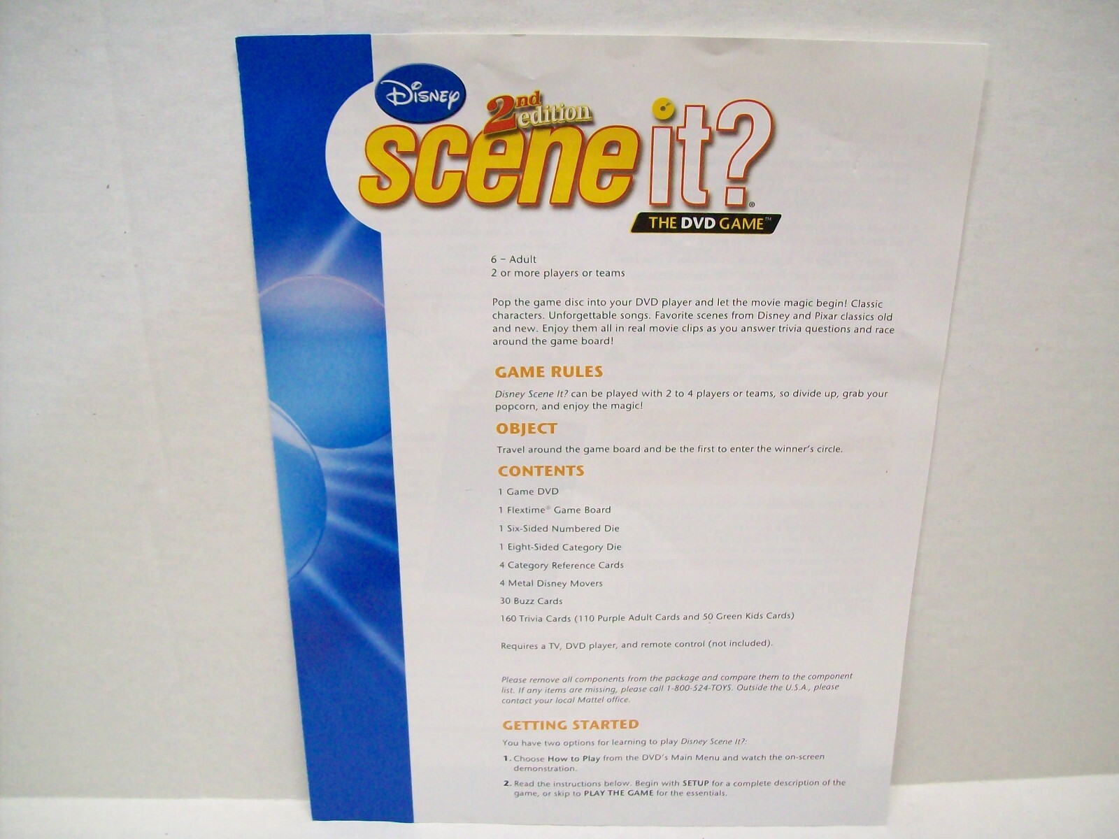 Scene It? Disney 2nd Edition Replacement Rules | eBay