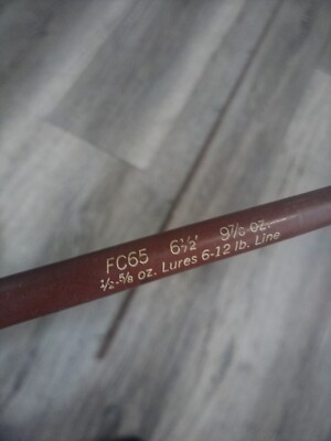 Vintage Rare Fenwick FC65 6'6" 2 pc Casting Rod. Also Marked J 75042 on ...
