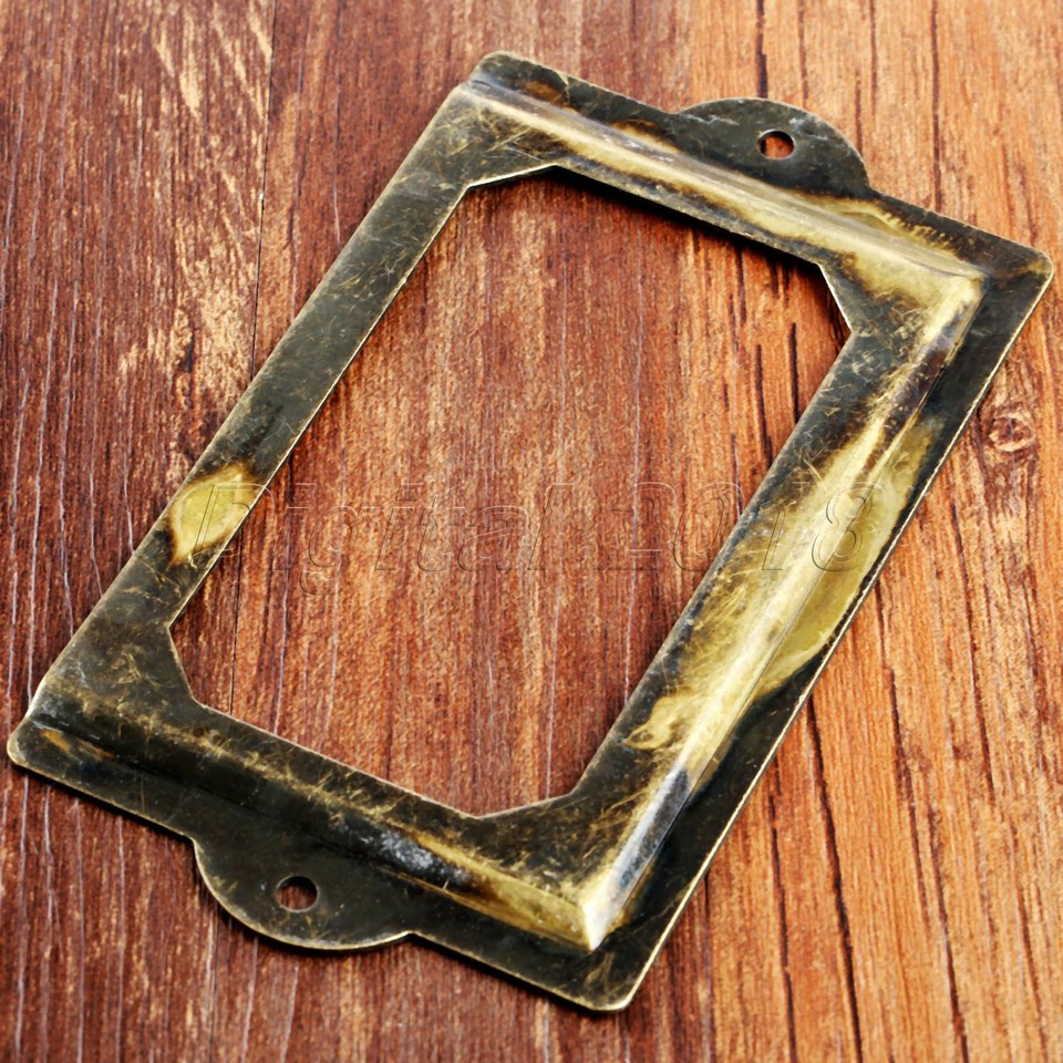 2 x Retro Label Tag Frames Cabinet Pull File Name Card Holder Furniture ...