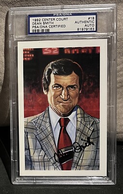 Dean Smith Signed Autographed 1992 Center Court Basketball Postcard PSA ...
