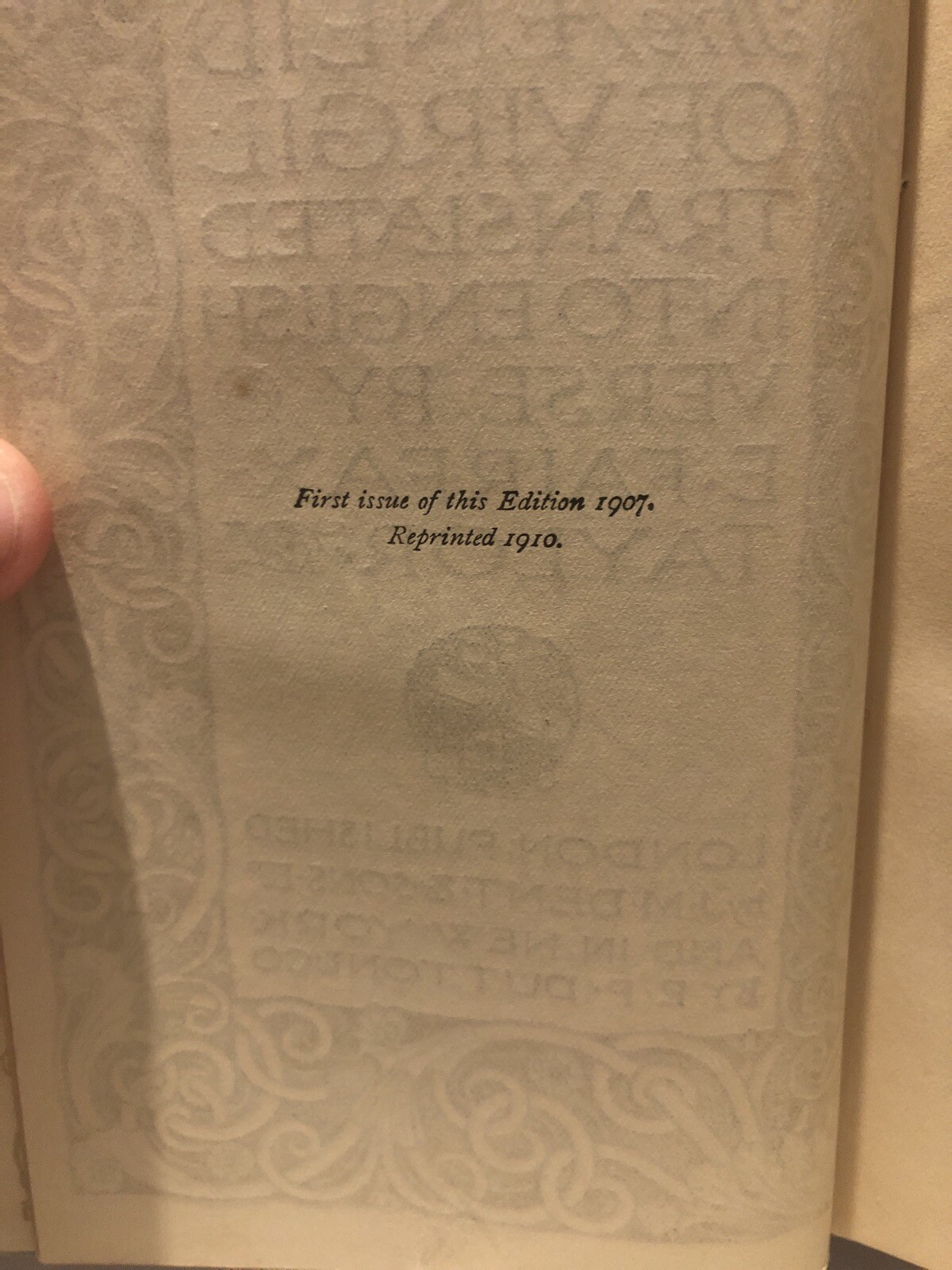 Everyman's library classical THE AENEID OF VIRGIL Edited by Ernest Rhys ...