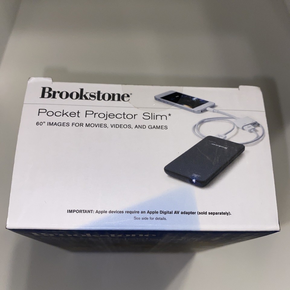Brookstone Pocket Projector Slim DLP Texas Instruments For Movies ...