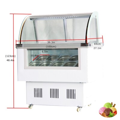 Hard Ice Cream Display Cabinet Freezer 10 Pan Ice Cream Showcase 220V ...