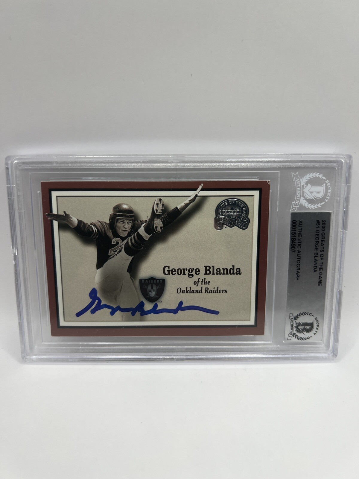 George Blanda Signed 2000 Fleer Greats Of The Game #51 Card Beckett ...