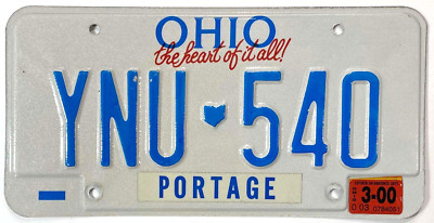 Ohio 1997 heart of it all License Plate YNU 540 Portage County Very ...