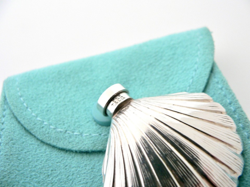 Tiffany & Co Silver Shell Perfume Bottle Dabber Case Gift Pouch Ocean ...