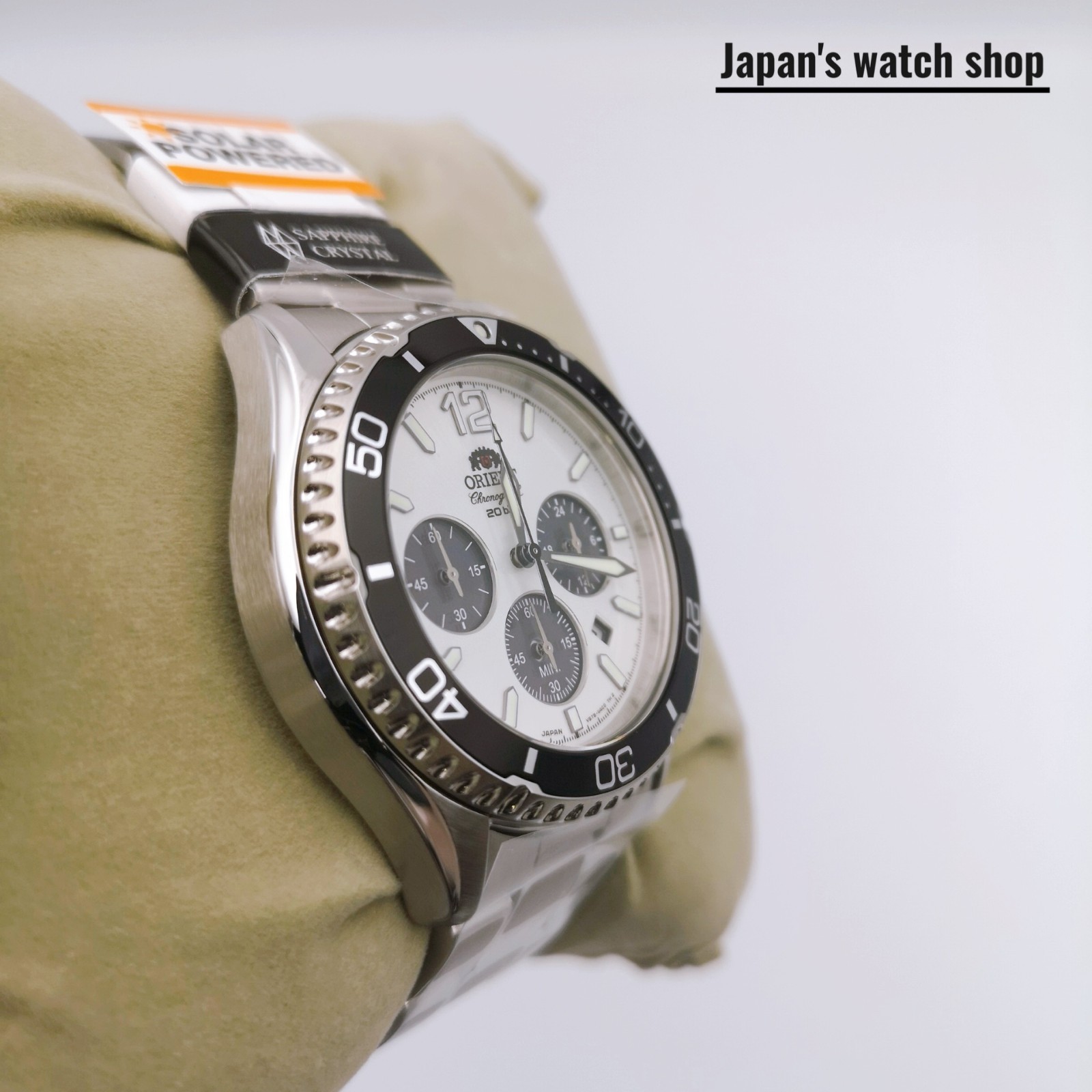 ORIENT Mako RN-TX0203S White Panda Solar Chronograph Men's Watch New in ...