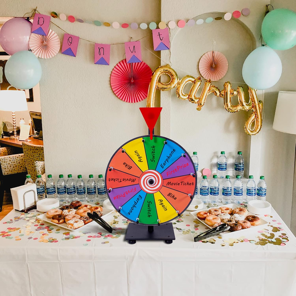 12 Inch Heavy Duty Spinning Prize Wheel with Iron Base Stand, 12 Slots ...