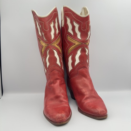 Vtg Vero Cuoio Vero Pelé Scafora Boots Red White 36 US 5.5 Women ...