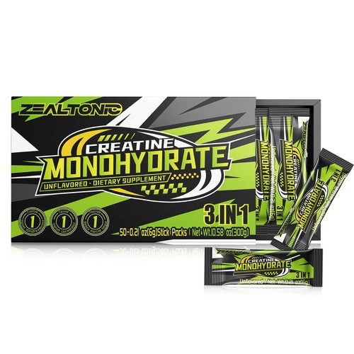 5000mg 99.9% Micronized Creatine Monohydrate Powder Stick Packs with ...