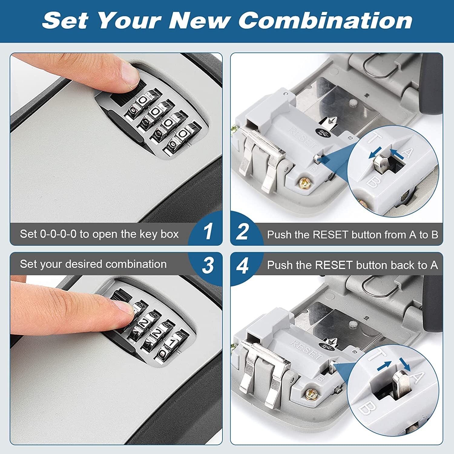 6 Key Safe Lock Box Over-the-knob Door Handle Security 4-Digit Combo ...