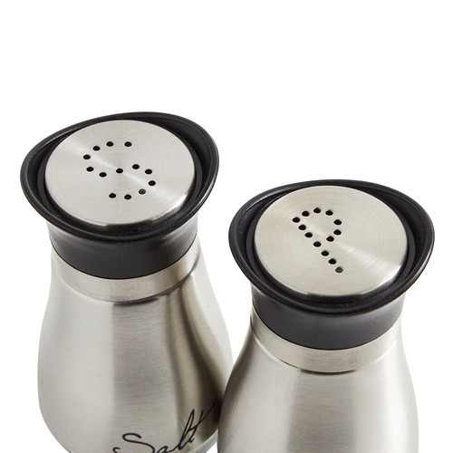 3 Piece Stainless Steel Salt and Pepper Shakers Set with Holder (4 oz ...