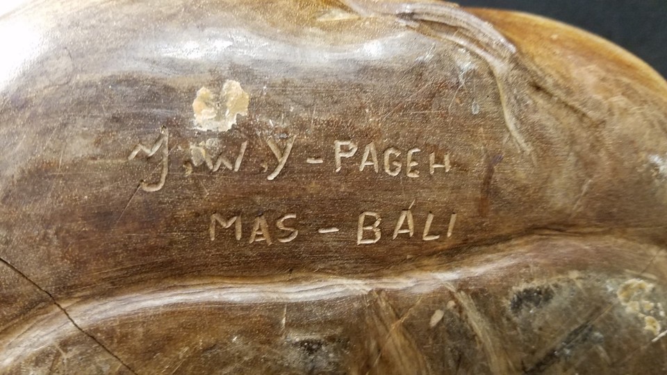 Large Artist Signed Bali Balinesian Hand Carved Wood Sculpture Happy ...