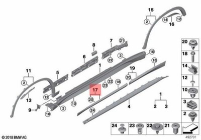 Genuine BMW X1 F48 F49 X1 16d 18d Moulding Rocker Panel Front Left ...