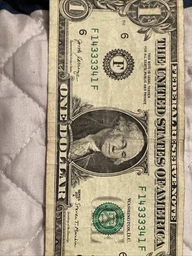 2017 A Fancy Serial Number One Dollar Bill Radar Palindrome Note | eBay