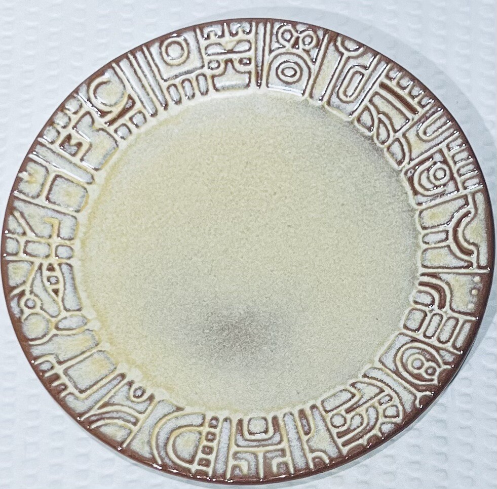 Lot of 4 ~ Vintage Frankoma Pottery Mayan Aztec Gold 7" Salad Plates 7G ...