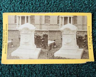 RARE ORIG 1887 EDGAR ALLAN POE MONUMENT STEREO VIEW BALTIMORE GRAVE ...