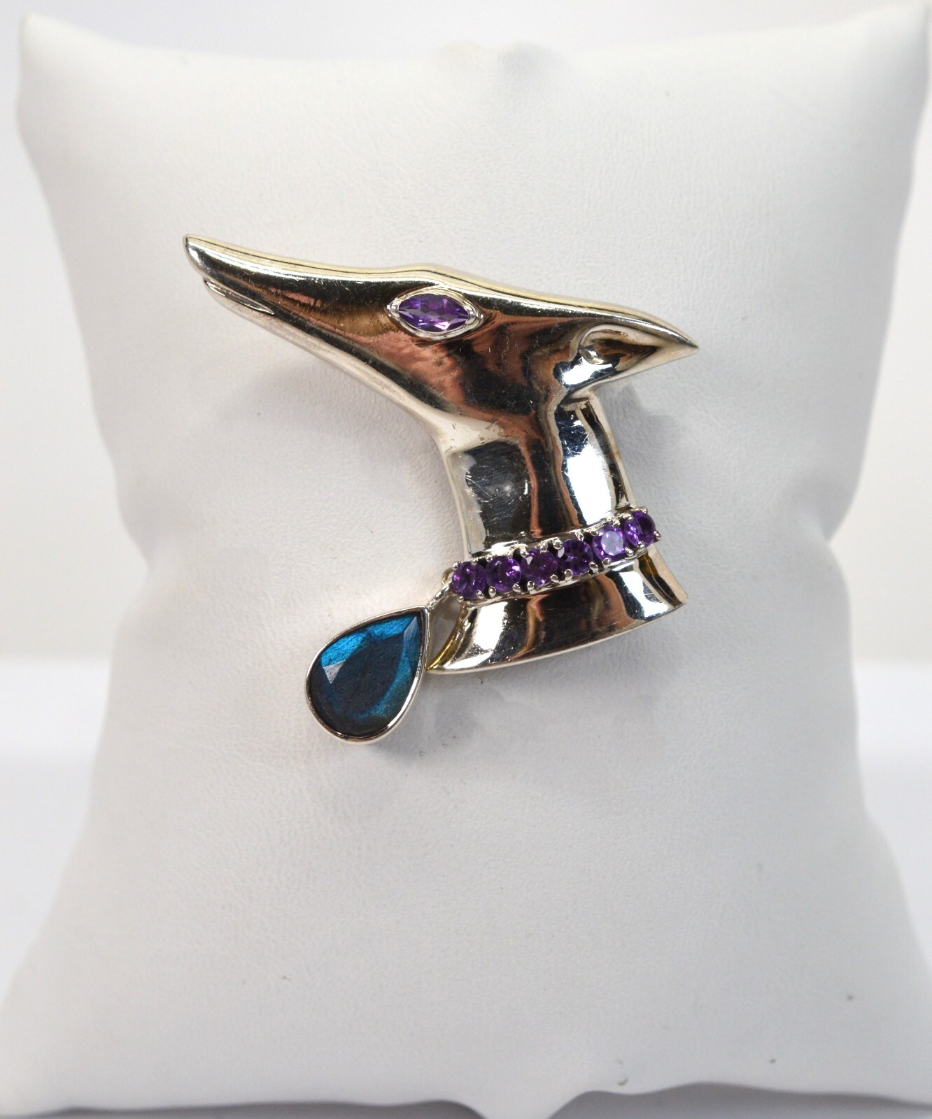 Nicky Butler Greyhound Amethyst & Sterling Silver Pin… - Gem