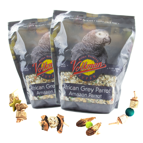Volkman Avian Science Super African Grey Parrot Seed 4lbs with Foot Toy ...