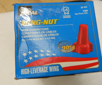 IDEAL 2, 18 to 4, 10 AWG, 100 pcs 600 Volt Wing Twist on Wire Connect ...