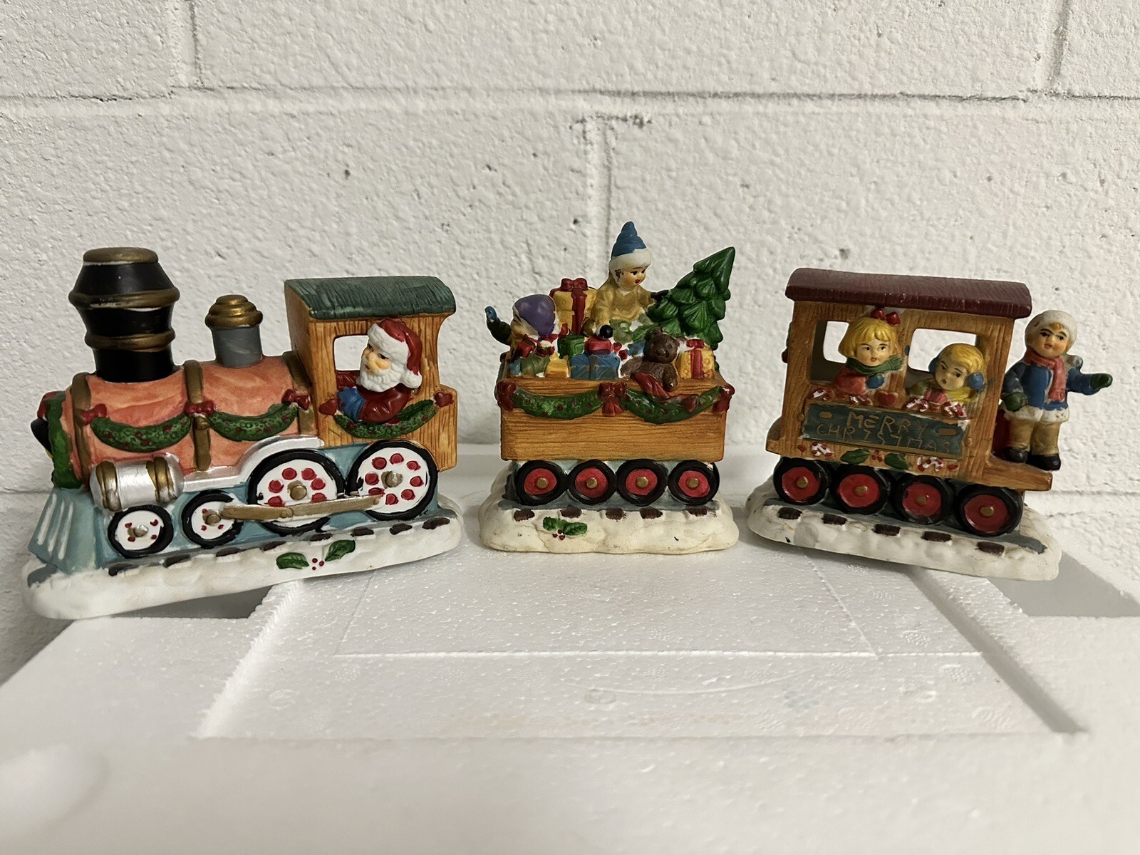 Vintage Ceramic Christmas Train Santa Express 3 Piece Set Santa ...