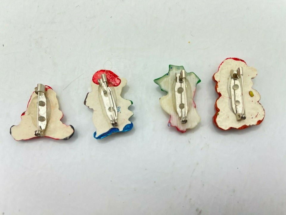 Vintage Christmas Pin Back Pins Santa Bear Boy Bells Plastic Charms | eBay